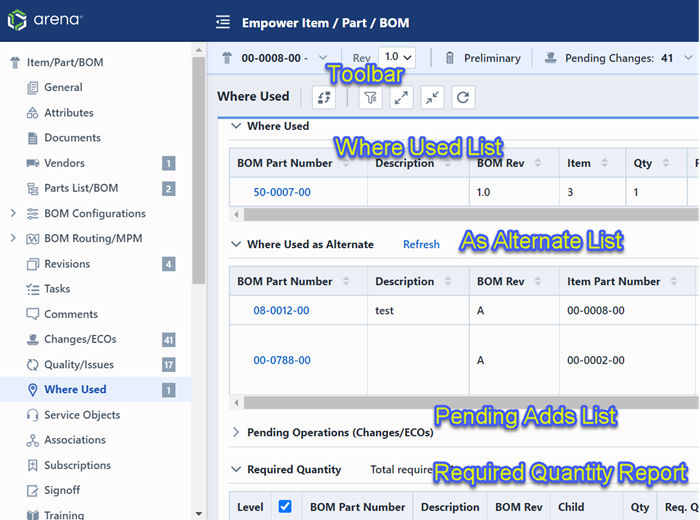 Where Used | Empower Help
