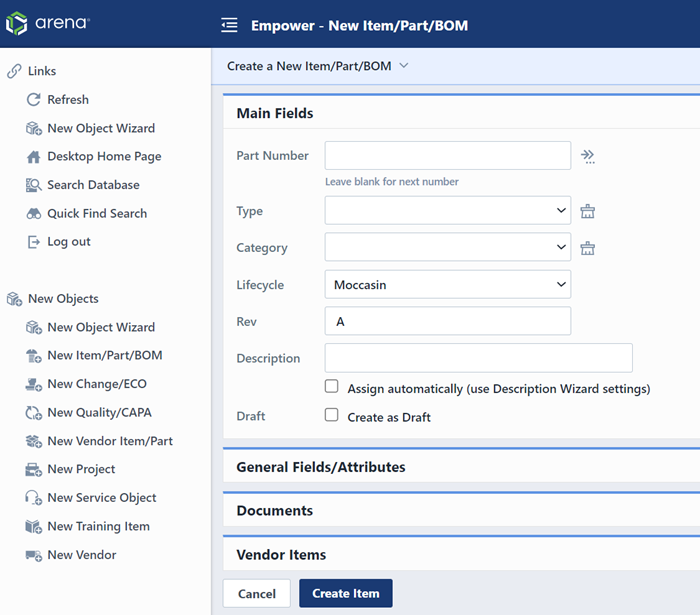 Creating New Objects | Empower Help